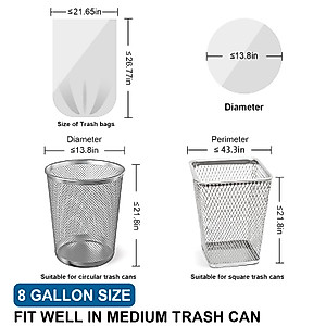 T.FORING 8 Gallon Trash Bags Drawstring 1.2 Mil - 100 Count White Medium Garbage Bags Unscented, 30 Liter Thick Plastic Trash Can Liners for Home Kitchen Bathroom