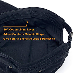 Rayna Fashion Cadet Hats for Men Fitted XL Cadet Hats for Women Adjustable Black