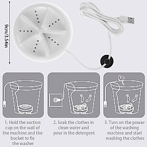 Portable Turbine Washer, Ultrasonic Turbine Washing Machine, 4 Modes Mini Washing Machine USB Powered for Travelling, Camping, Business Trip for Cleaning Sock, Underwear (Automatic)