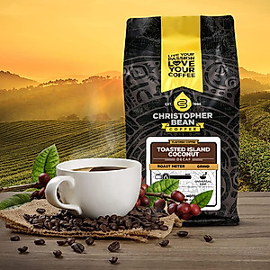 Christopher Bean Coffee - Toasted Island Coconut Flavored Coffee, (Decaf Ground) 100% Arabica, No Sugar, No Fats, Made with Non-GMO Flavorings, 12-Ounce Bag of Decaf Ground coffee