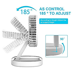 Foldaway Desk Fan,Portable Rotation Fan 7 Inch Height Adjustable Table Fan Rechargeable Fan Ultra Lightweight Portable Fan with 3 Speed & for Outdoor Camping Travel, Home, Office, Kitchen