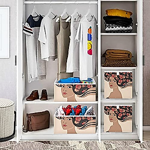 Girl Hair Roses Storage Basket Storage Bin Square Collapsible Toy Bins Clothes Toys Bin Organizer for Childrens Toys Playroom