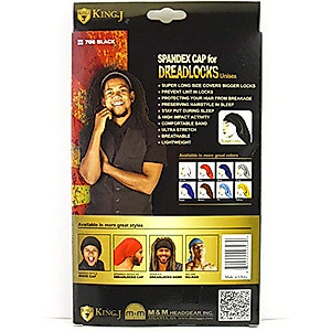 King.J Super Long Unisex Spandex Cap for Dreadlocks (Black)