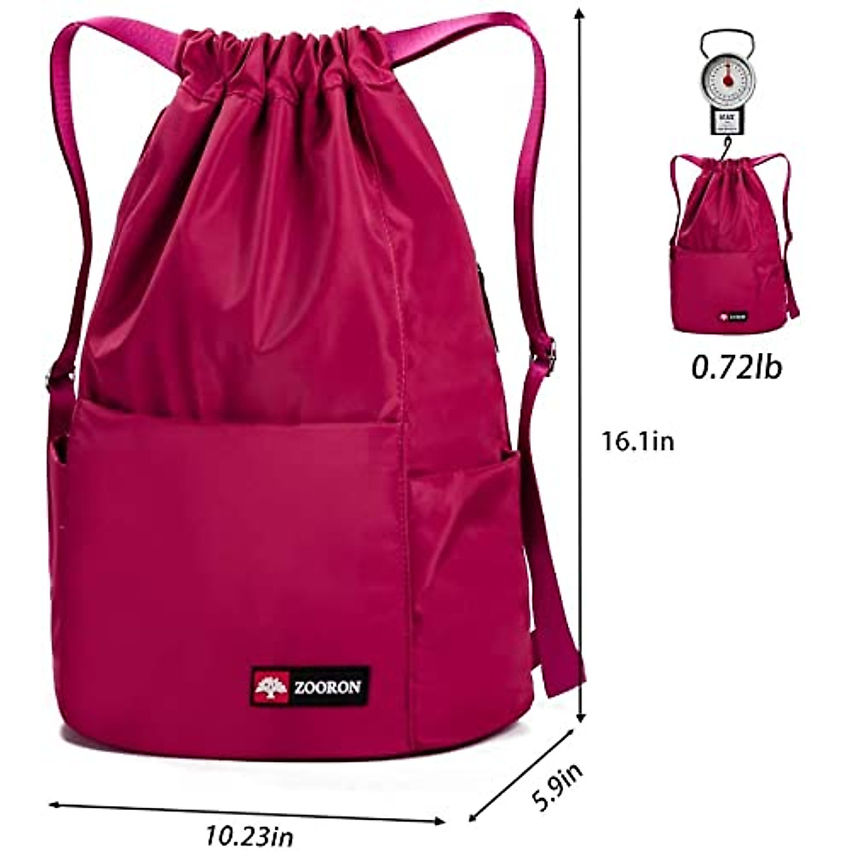 ZOORON 2 Packs Waterproof Drawstring Gym Backpack Bag for Men & Women, Sport Gym Sack Mini Travel Daypack