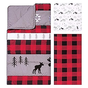 Trend Lab Lumberjack Moose 3 Piece Crib Bedding Set, Gender-Neutral Color Palette, Includes Quilt, Fitted Crib Sheet and Skirt