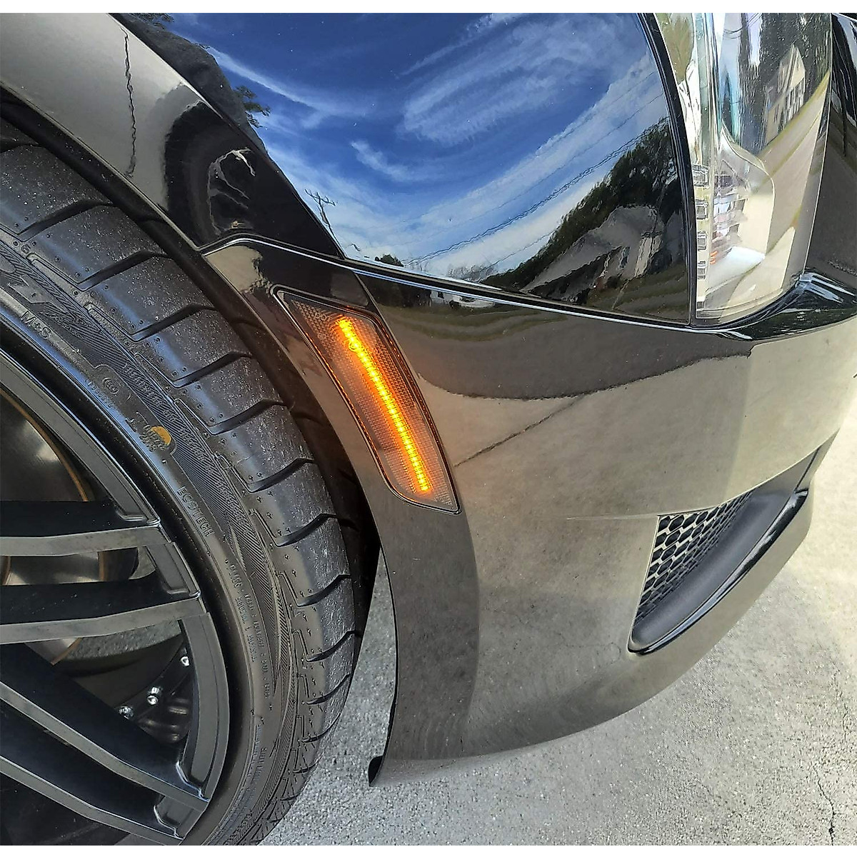 iJDMTOY Smoked Lens 27-SMD Amber Full LED Bumper Side Marker Light Kit Compatible With 2013-2014 Cadillac ATS, 2017-up Cadillac XT5; Compatible With 2019-up Chevy Blazer, Replace Amber Sidemarkers