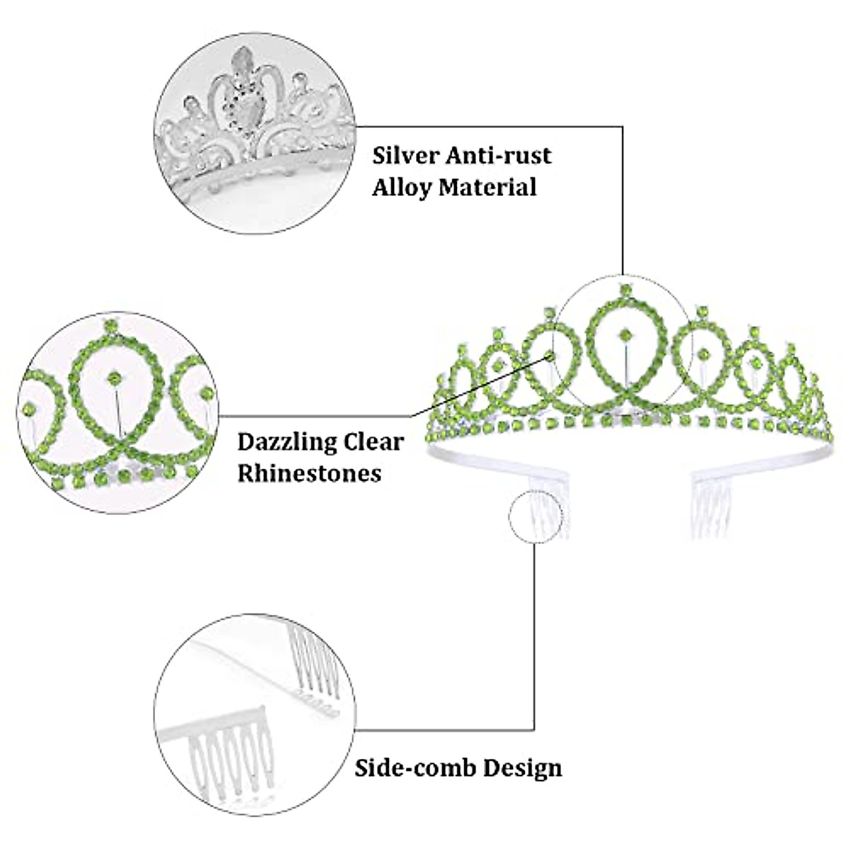 Birthday Queen Sash & Crystal Crown Kit CIEHER Birthday Crown and Sash Birthday Crowns for Women Birthday Sash Women Girls Crown Birthday Tiara Birthday Decorations Rhinestones Headband Hair Accessories Glitter Sash for Party - Green