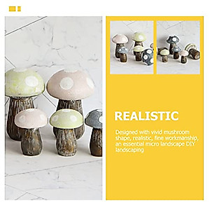 ABOOFAN Artificial Plants 2pcs Tiny Mushrooms Mini Mushroom Miniature Figurines Artificial Mushroom Statue Resin Mushroom Model for Landscape Plant Pot Bonsai Craft Home Decor