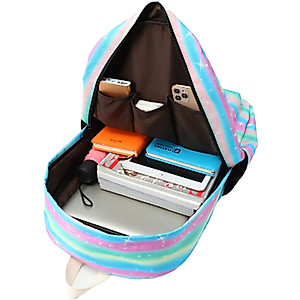 Joyfulife Girls Backpack with Lunch Box Kids School Backpack Bookbags Primary Elementary Student Backpack for Girls Set Rainbow