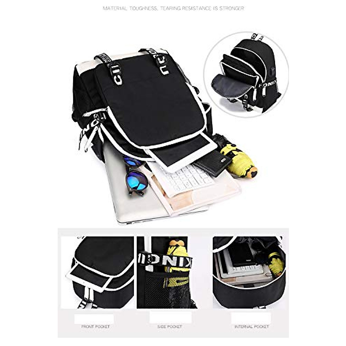 WZCSLM backpack,Travel Business Anti Theft Slim Durable Laptops Backpack with Audio Cable USB Charging Port (black)