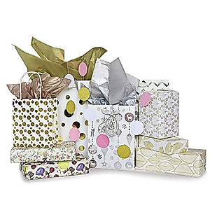 UNIQOOO 100 Sheets Metallic Silver Foil Gift Tissue Paper Bulk, 20X14 Inch, Art Wrapping Paper for Gift Bag Box Packing, Wedding Birthday Party Favor, Pom Pom Piñata Tassel