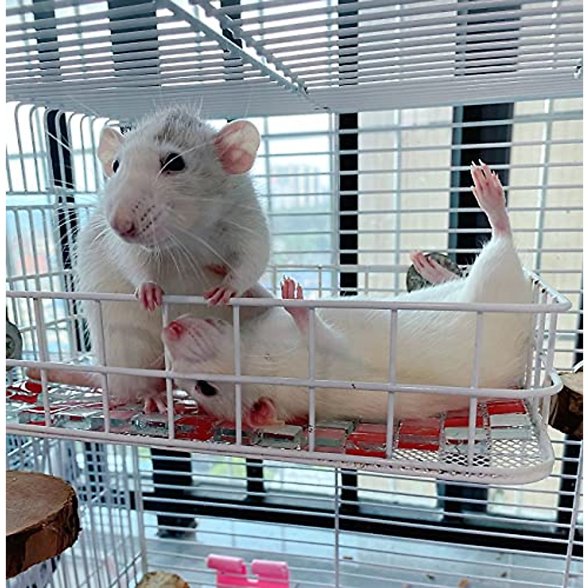 WOLEDOE Rat Cage Platform, All-Metal Basket Chew-Proof Design, Chinchilla Toys and Cage Accessories Ledge Ramp fit Ferret, Guinea Pig, Sugar Glider