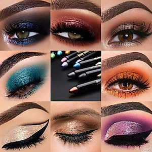 LSxia 15 Colors Glitter Eyeshadow Stick Colorful Set, Shimmer Glitter Pearl Cream Eye-Shadow Stick Eyeshadow Crayon, Shiny Colored Sticks Eyeshadow Pen Eye Makeup, Long Lasting Smooth Eye shadow Stick