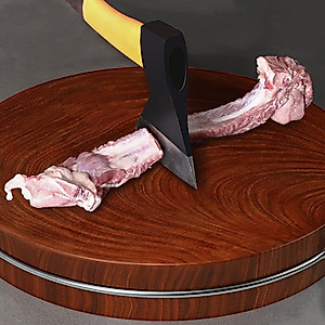 Kitchen Utensils Family Cutting Board Round Thickening Kitchen Solid Reversible Wood Chopping Blocks tool for Cutting Meat, Bones and Vegetables Multipurpose