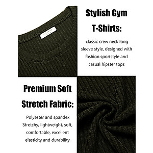 COOFANDY Men's 2 Pack Workout T Shirts Long Sleeve Stretch Gym Muscle Tee Bodybuilding Fitness Training Running Tops (Blue/Army Green, Medium)