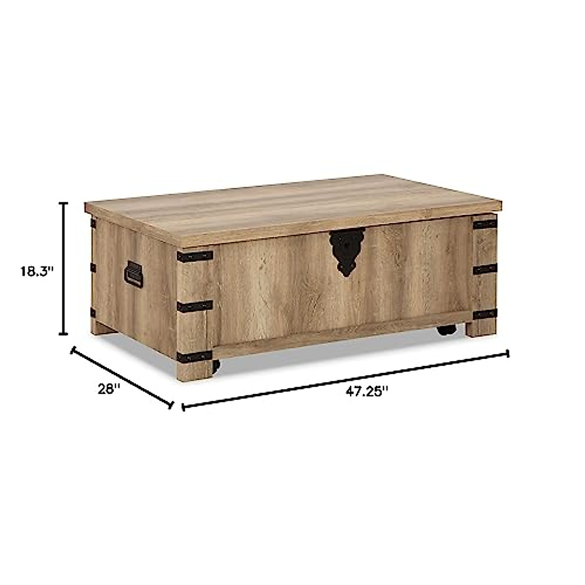 Signature Design by Ashley Calaboro Casual Lift-Top Rustic Coffee Table, Light Brown & Black