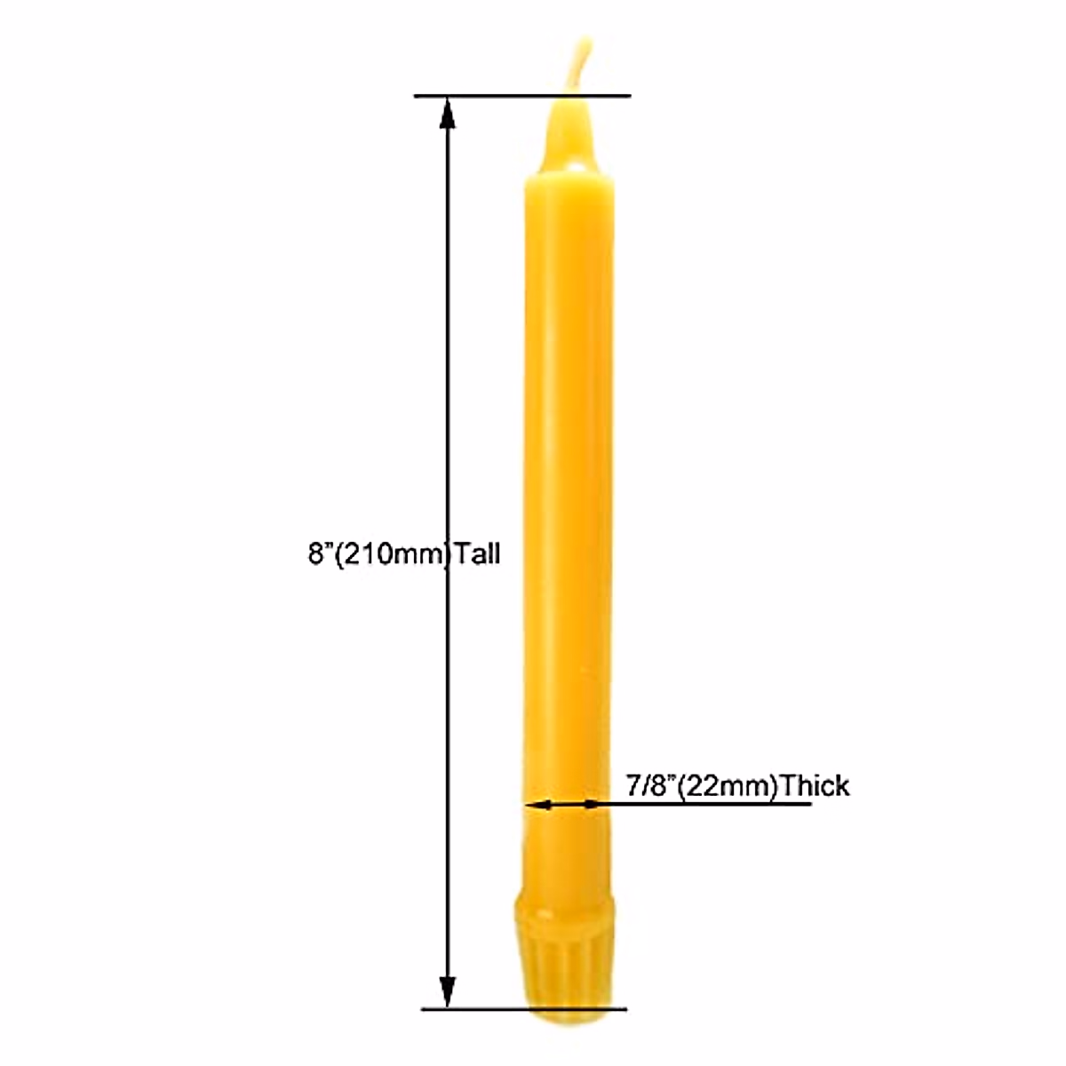 BCandle 100% Beeswax Colonial Taper Candles Organic Hand Made - 8 Inch Tall, 7/8 Inch Diameter; (6)