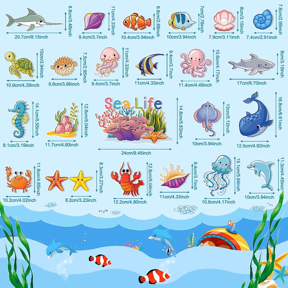 25 Pcs Cruise Door Decorations Magnetic Ocean Sea Animal Car Magnets Fish Fridge Magnet Stickers Cruise Door Magnet Hawaii Tropical Magnetic Decals for Refrigerator Kitchen