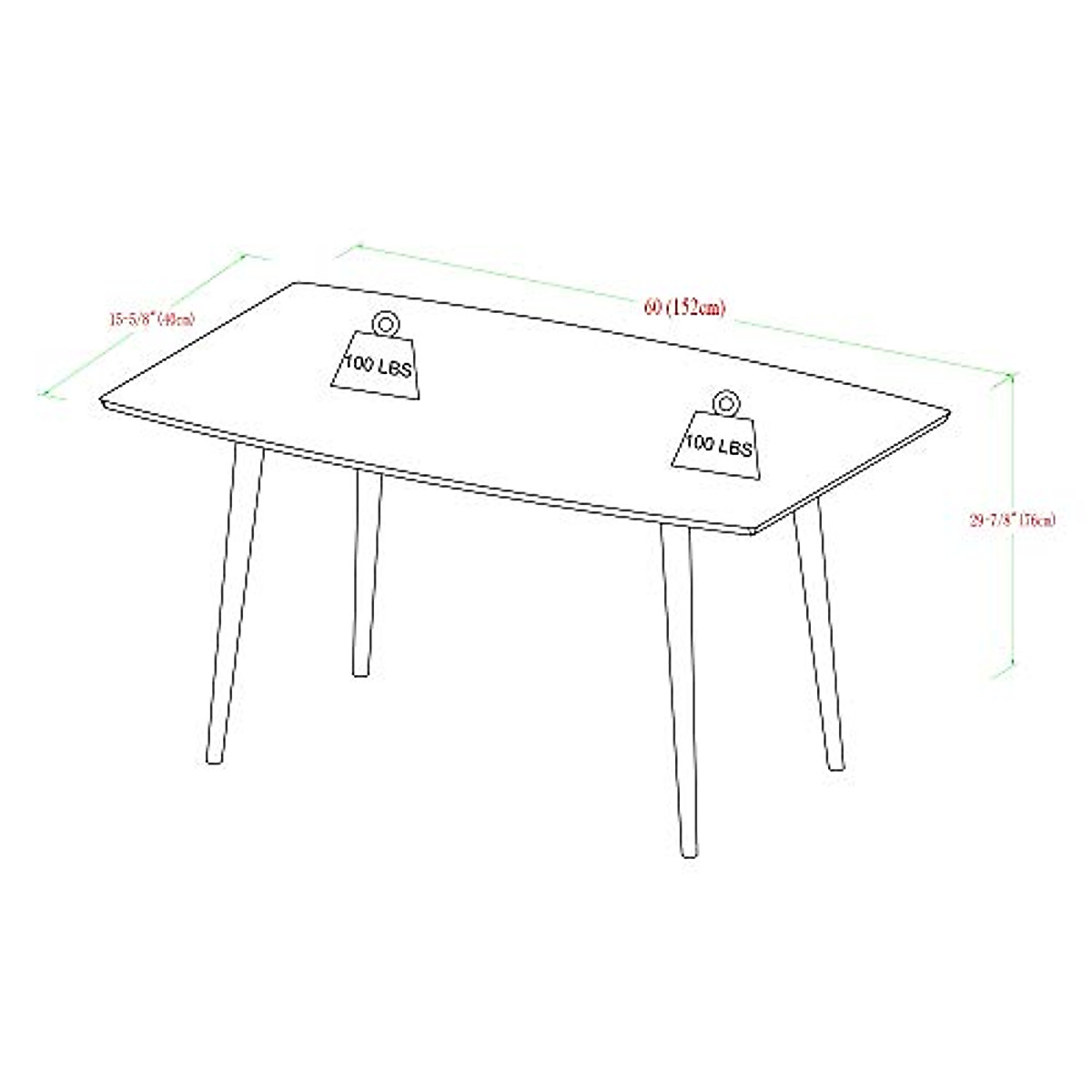 Walker Edison 6 Person Mid Century Modern Wood Hairpin Rectangle Dining Room Kitchen Table Set Dining Chairs, 60 Inch, Brown