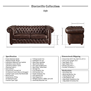 Lexicon Davisville Living Room Sofa, Brown
