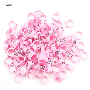 Sheens 100Pcs Bag Bird Leg Bands Rings, Plastic Poultry Leg Bands Durable Clip on Ring for Small Bird Pigeon (Pink)