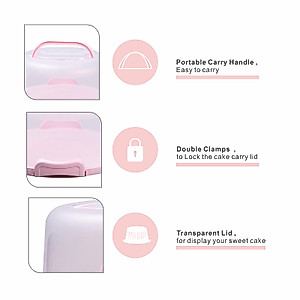 SETLUX 10in Plastic Cake Carrier with Handle, Round Cake Holder with Lid Pink Cake Container for 6in/8in/10in Cake(purple)