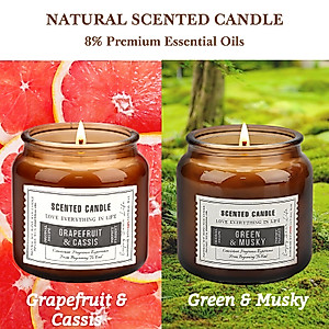 [300H, 46.5oz] Candles for Home Scented, 3 Pack Large Soy Scented Candles, Aromatherapy Candles Set, Glass Amber Jar Candles, Candles for Men and Women