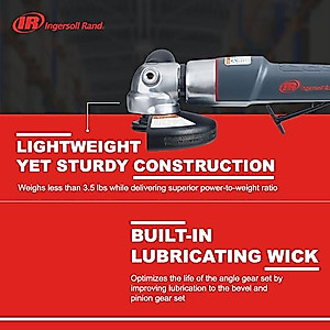 Ingersoll Rand 3445MAX Air Angle Grinder/Cutoff Tool, 4.5" Wheel, 12,000 rpm, 0.88 hp, 5/8"-11 Thread, Rear Exhaust