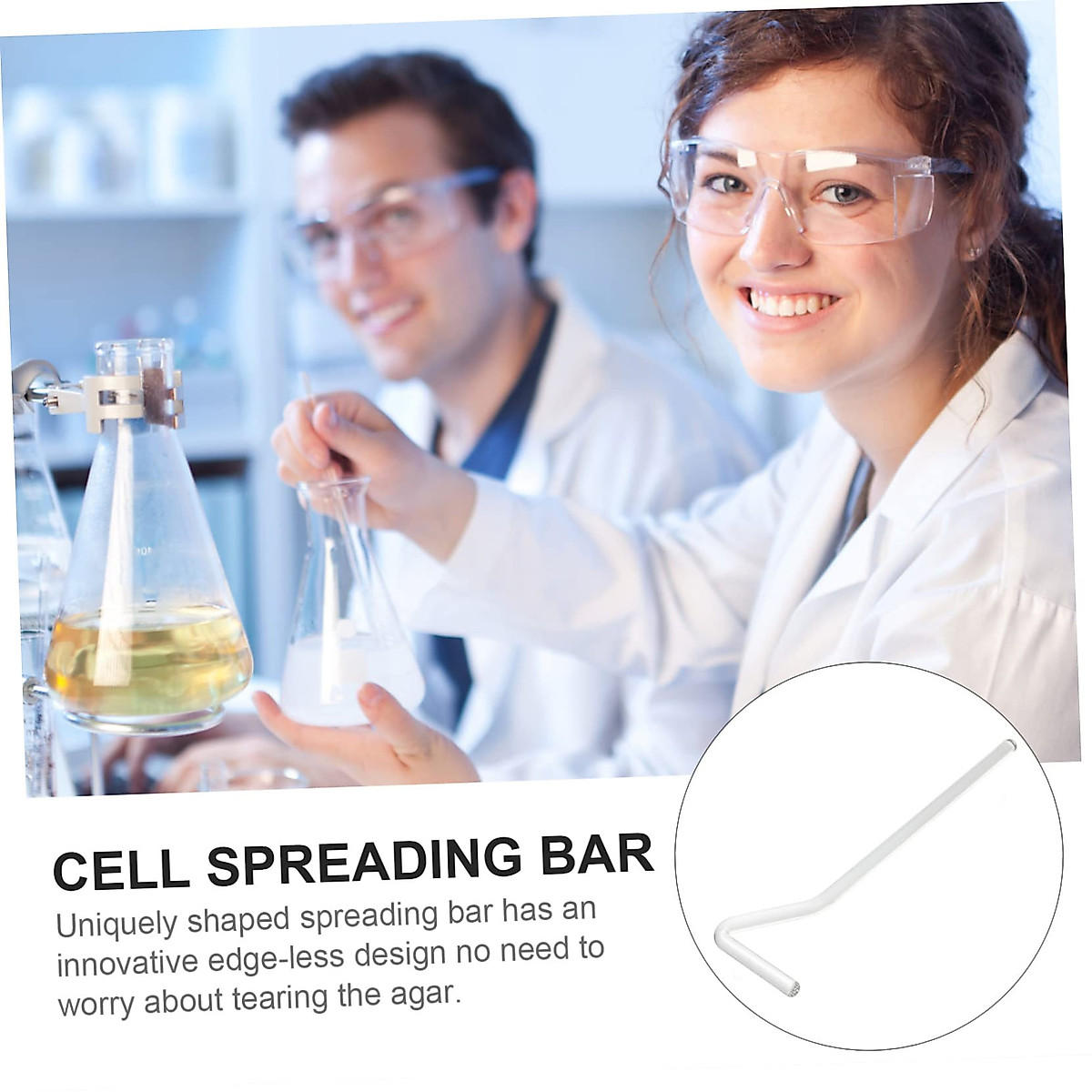 ULTECHNOVO Glass Cell Spreader, 4pcs Glass Coating Rod Glass Spreader Glass Diffuser Bars Professional Cell Spreaders Lab Glass Rod Tools Laboratory Spreader Cell Spreader