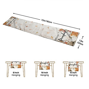 Fall Decor Table Runner 72 Inches Long, Pumpkin Orange Dresser Scarves Thanksgiving Kitchen Dining Table Setting Decoration for Holiday Party Wedding