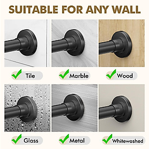 GXOACKJ Shower Curtain Rod Tension - 31-48 Inch Matte Black Adjustable Spring Tension Curtain Rod, Shower Curtain Rod for Bathroom No Drill, Non-slip, Stainless Steel