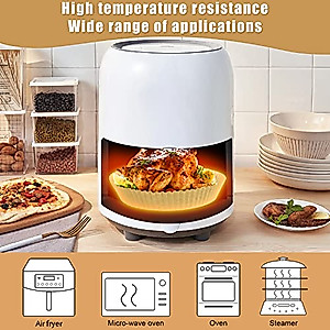 FGSAEOR Air Fryer Paper Liners, Airfryer Parchment Baking Liners, Non-stick Disposable Paper Liner, Cookers Basket for Oven, Microwave, Air Fryer Pan Roasting Accessories (6.3 IN-50PCS, Natural)