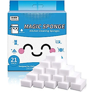 Dr.WOW 21 Pcs/Lot Magic Sponge ,Melamine Sponge - 2X Thicken 2X Long Lasting Cleaning,Eraser Sponge In Kitchen Air Fryers, Bathroom, Office Work Well