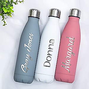Personalized Water Bottle, 17oz Custom Engraved Double Wall Insulated Bottle, Sports Water Bottle for Birthday Holiday Gifts