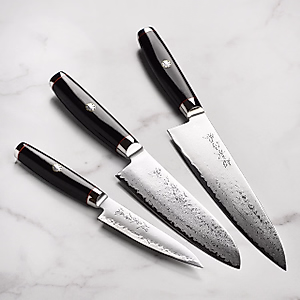 Yaxell Ypsilon SG2 Knife Set, 3 Piece with Katana Stand - 193 Layer Stainless Damascus