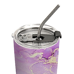 20oz Pink Purple Abstract Marble Tumbler, Inspirational, Motivational Birthday Gifts, Coffee Thermos for Women, Stainless Steel Double Wall Vacuum Insulated Coffee Mug, Travel Cup with Lid