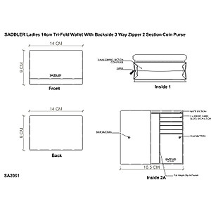 SADDLER Womens Luxurious Leather Trifold RFID Protected Wallet Clutch Purse with Zipper Coin Purse | Designer Multi Credit Card Holder for Ladies | Gift Boxed - Black