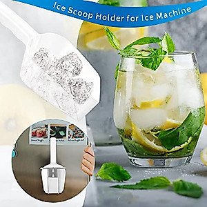 4 Pieces Magnetic Ice Scoop Holder for Side of Fridge Ice Maker Scoop Holder Metal 24 OZ Ice Scoop Clear Plastic Ice Scoop for Ice Machine with Holder for Party Wedding Ice Bucket