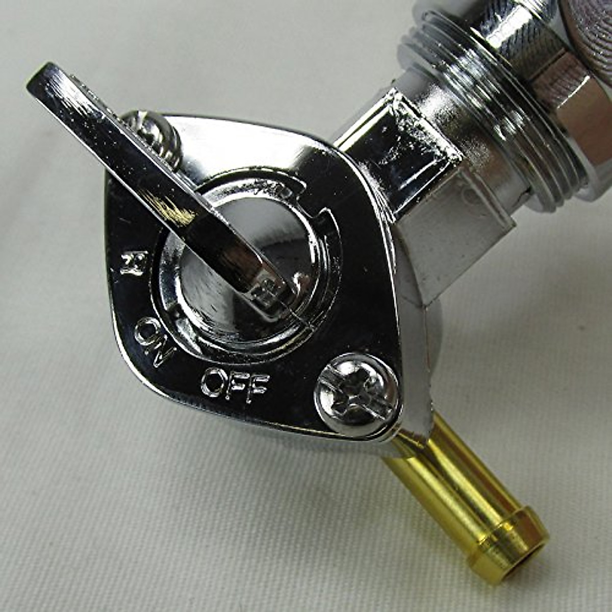 1975-2006 Harley Davidson 22mm Filtered Petcock 90 Degree Elbow Fuel Shut Off Valve - For Use with 1/4" ID Fuel Hose - Replaces HD Part # 62168-81 - Chrome Plated - Motorcycle Chopper Bobber