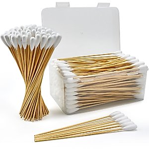 Accesfire 200pcs Large Cotton Swabs in Storage Box, 6 Inch Long Cotton Swabs with Bamboo Handle for Dogs - Professional Dog Ear Swabs, Big Cotton Swabs, Specially Designed for Dogs, Cleaning Solution