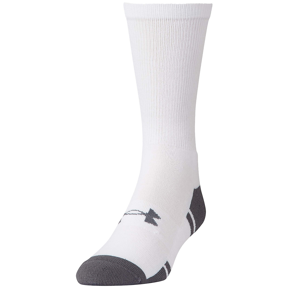Under Armour Adult Resistor 3.0 Crew Socks, Multipairs , White/Graphite (12-Pairs) , X-Large