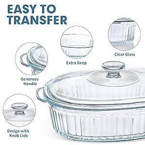 M MCIRCO 4-Piece Glass Casserole Baking Dish, Set of 2 Casseroles With Glass Lids, 1.9 Qt and 3 Qt