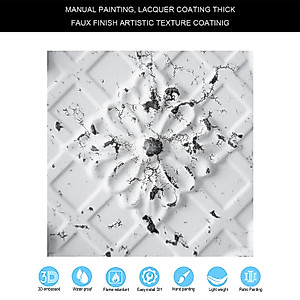 PAINTSDECOR Faux Tin Painting Panel Embellished Ceiling Tiles for Cafe Club Salon Hotel Store Bar 2'x2' PL04 Distress Crack White Black