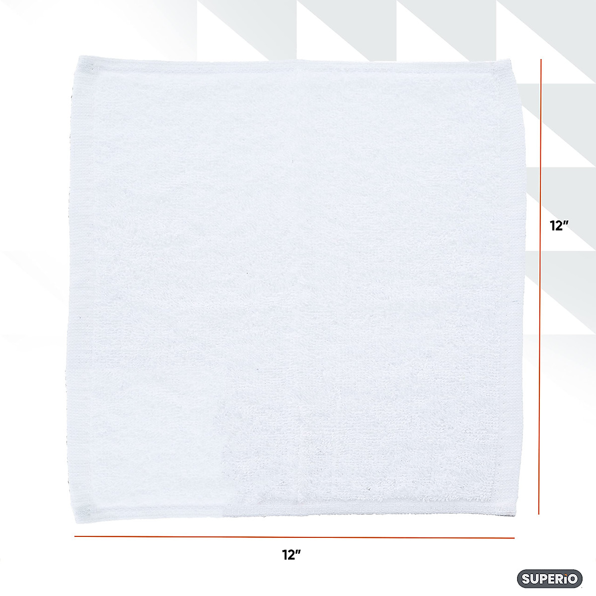 Superio Terry Cloth Rags White Washcloths 100% Cotton 12" Cleaning Cloths, Kitchen Towels, Facial Washcloth, Spa Cloths, Hand Towel, Small Lint Free Rags for Multi-Purposes (6 Pack)