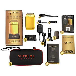 Foil Shaver by SUPREME TRIMMER - STF602 (150 Min Runtime) Wet/Dry Pro Barber Electric Razor Bald Head - Gold Crunch