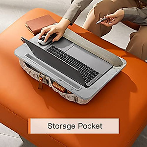 HUANUO Lap Laptop Desk - Portable Lap Desk with Pillow Cushion, Fits up to 15.6 inch Laptop, with Anti-Slip Strip & Storage Function for Home Office Students Use as Computer Laptop Stand - Marble
