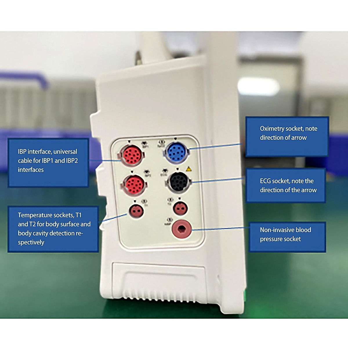 Veterinary Equiment Vet Patient Monitor Multiparameter ICU Machine, ECG, Blood Oxygen, Blood Pressure, Respiratory Rate, Body Temperature, Heart Rate Veterinärmonitor for Dog, Cat and Animal