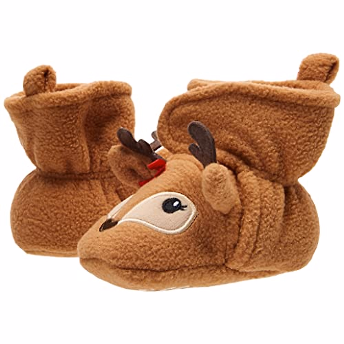 Hudson Baby unisex child Baby Cozy Fleece Booties With Non Skid Bottom, Girl Reindeer Casual Sock, Girl Reindeer, 18-24 Months Toddler US