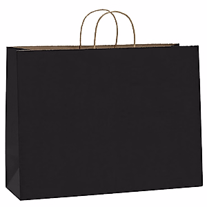 BagDream 25Pcs 16x6x12 Inches Kraft Paper Bags with Handles Bulk Gift Bags Shopping Bags for Grocery, Merchandise, Party, 100% Recyclable Large Black Paper Bags