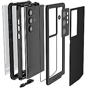 Ghostek NAUTICAL S23 Ultra Case Waterproof with Screen Camera Protector, Belt Clip Holster Rugged Heavy Duty Protective Full Body Phone Covers Designed for 2023 Samsung Galaxy S23 Ultra (6.8") (Black)